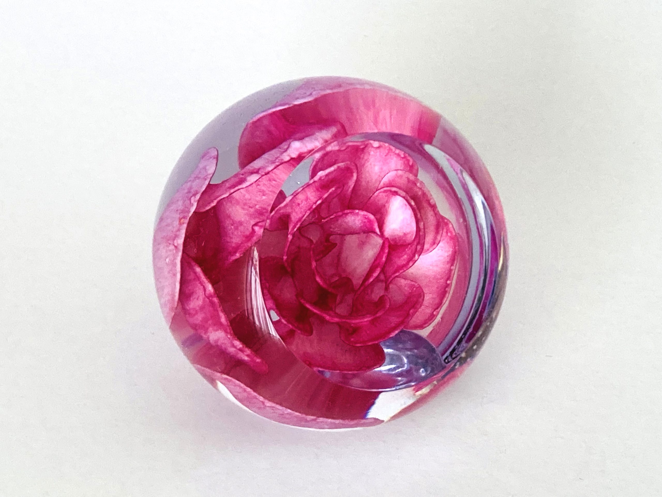 Caithness Glass Paperweight, "Pink Rose" - Vintage & Modern